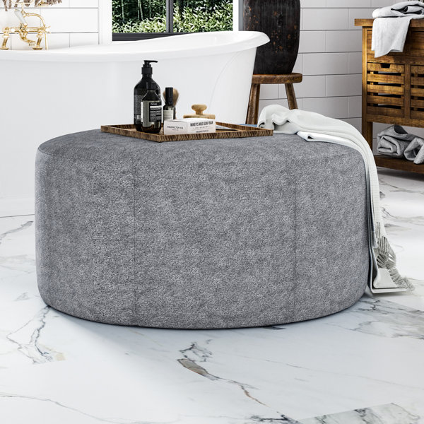 Hokku Designs Modern Upholstered Specialty Ottoman Bathroom Gray ...