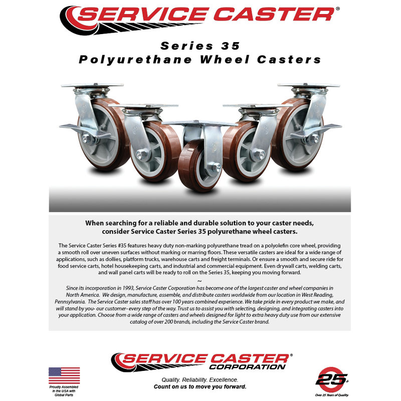 Service Caster 4-Piece Polyurethane Caster Set | Wayfair