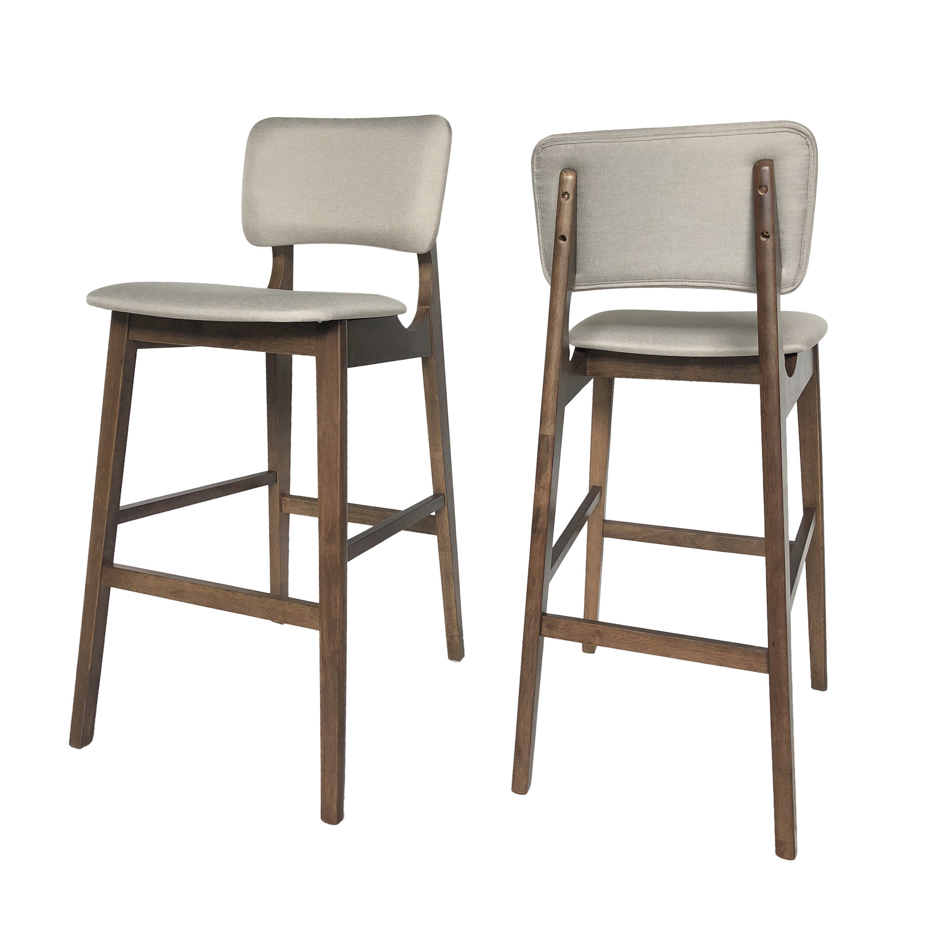 Corrigan Studio® 2 Mid-century Modern Stools - Beige Fabric Cushioned ...