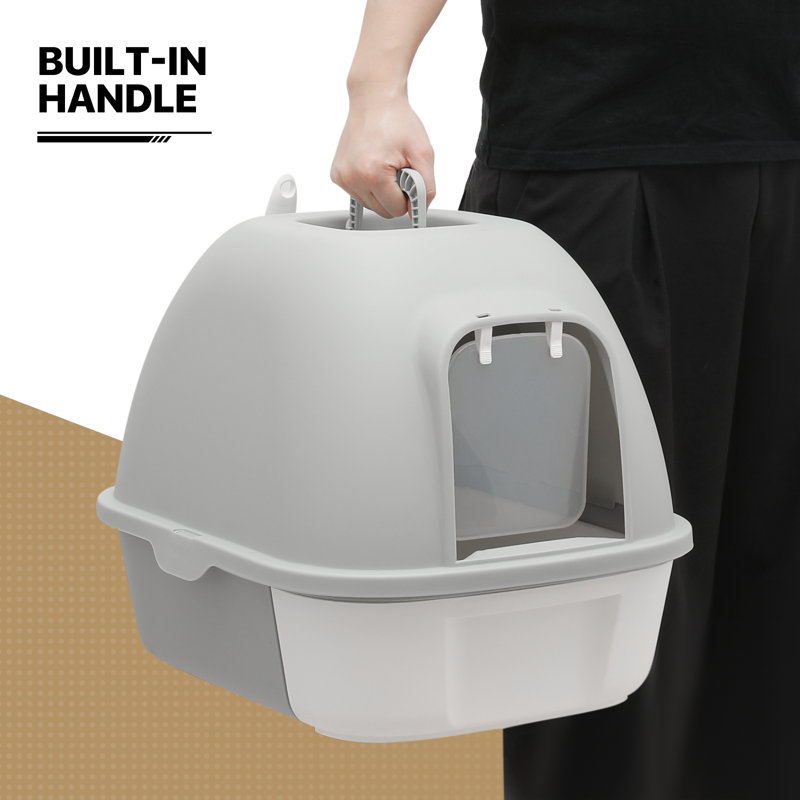 Tucker Murphy Pet™ Enclosed Plastic Cat Litter Box Tray Anti-Splashing ...