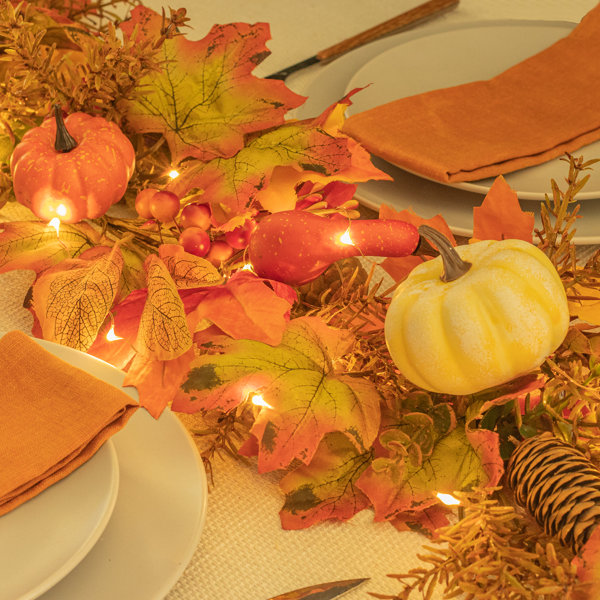 The Holiday Aisle® Fall Garland 6.5ft Lighted Greenery Operated LED ...