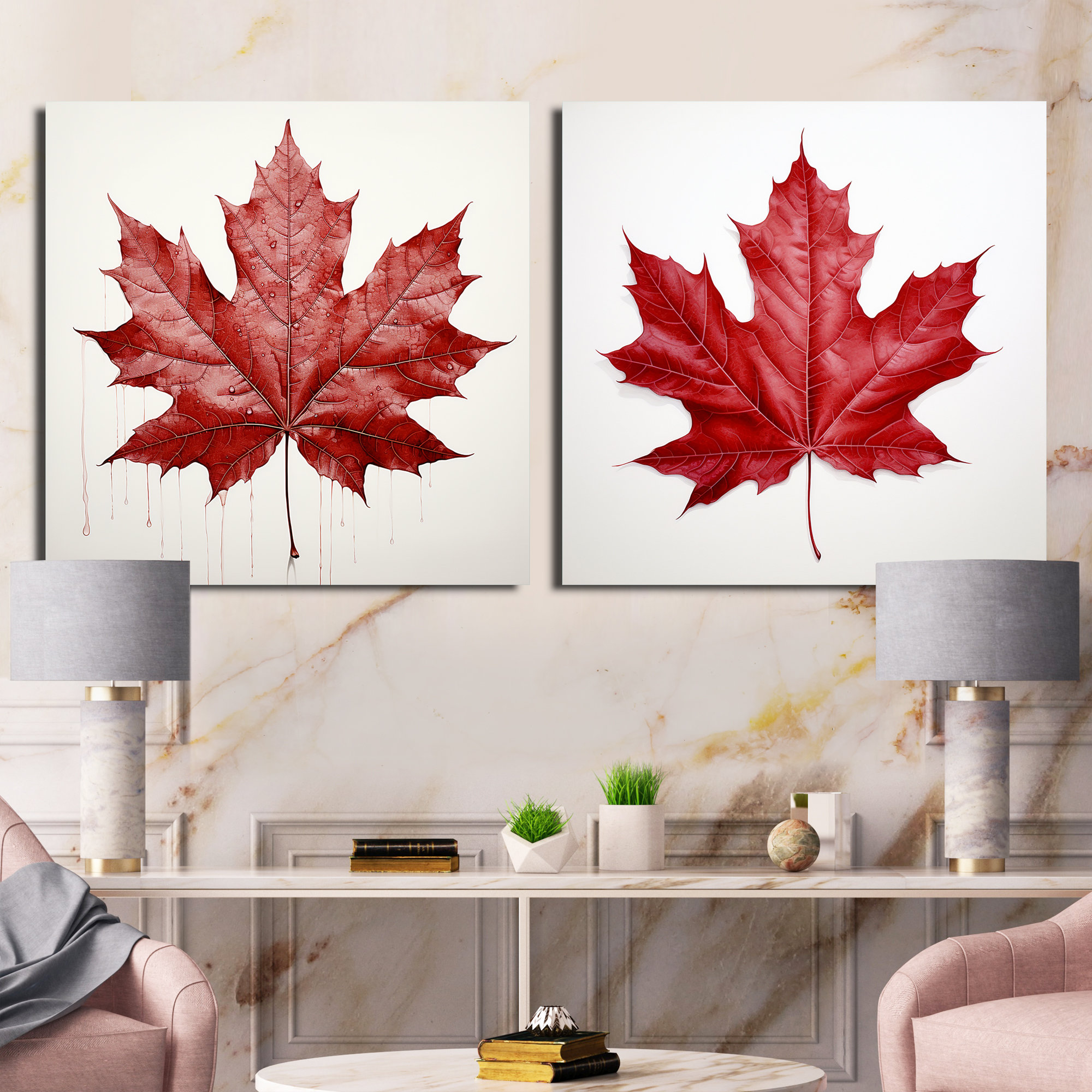 Lark Manor™ Scarlet Maple Leaf Simplicity - Leaves Square Collage Set ...