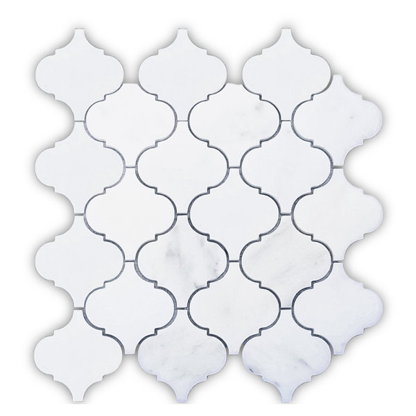 Mango Tile Alps 10" x 12" Marble Arabesque Mosaic Wall & Floor Tile ...