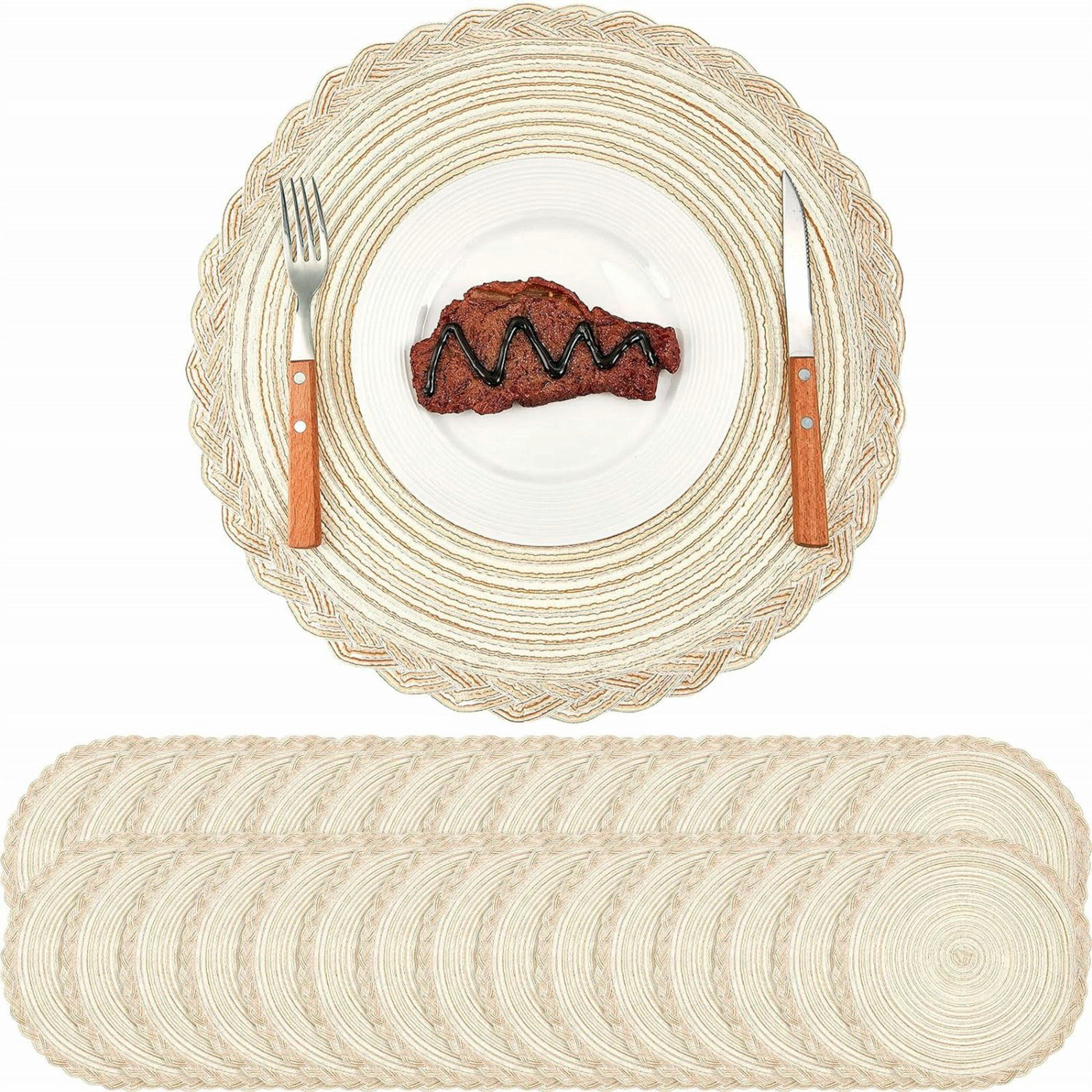 OLVOK Round Braided Placemats Boho Placemats Bulk | Wayfair