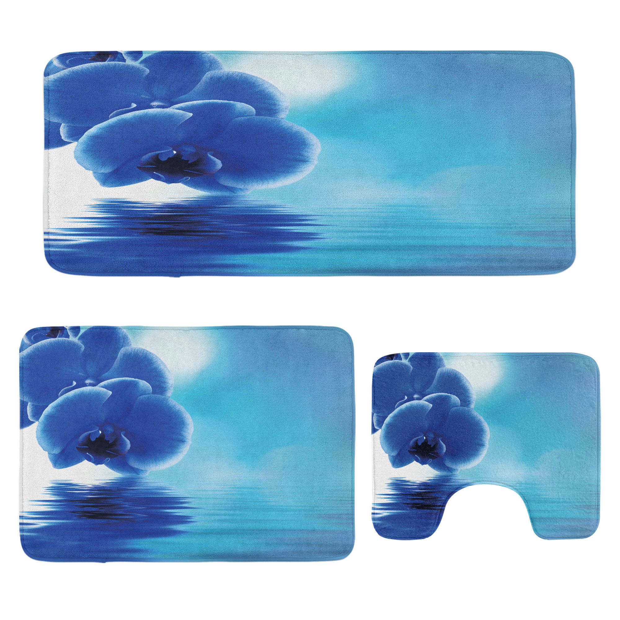 East Urban Home Flower Bathroom Rug Set 3 Pieces U-Shape & Rectangle ...