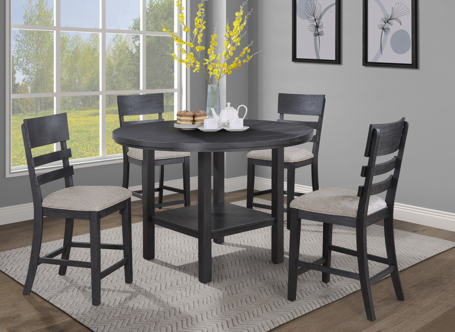 Wildon Home® Contemporary Height Dining Set Square Table Tope Finish ...