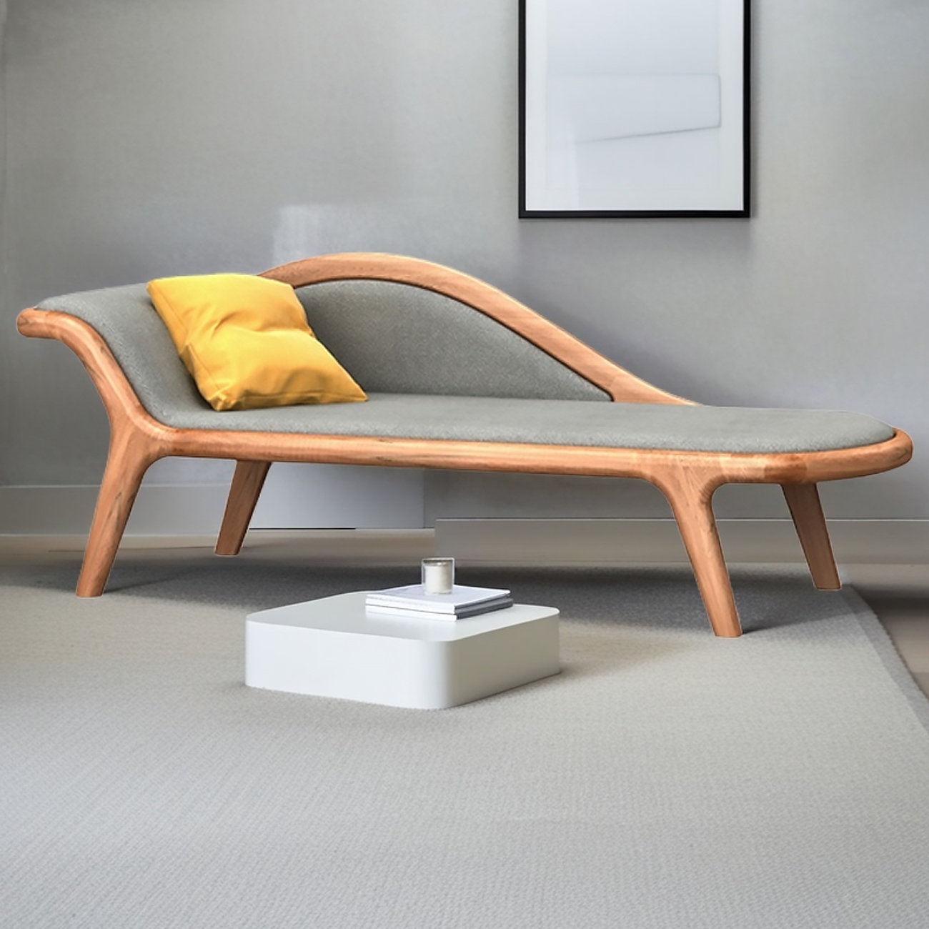 Finesse Furni Nordic Simple Solid Wood Chaise Longue | Wayfair