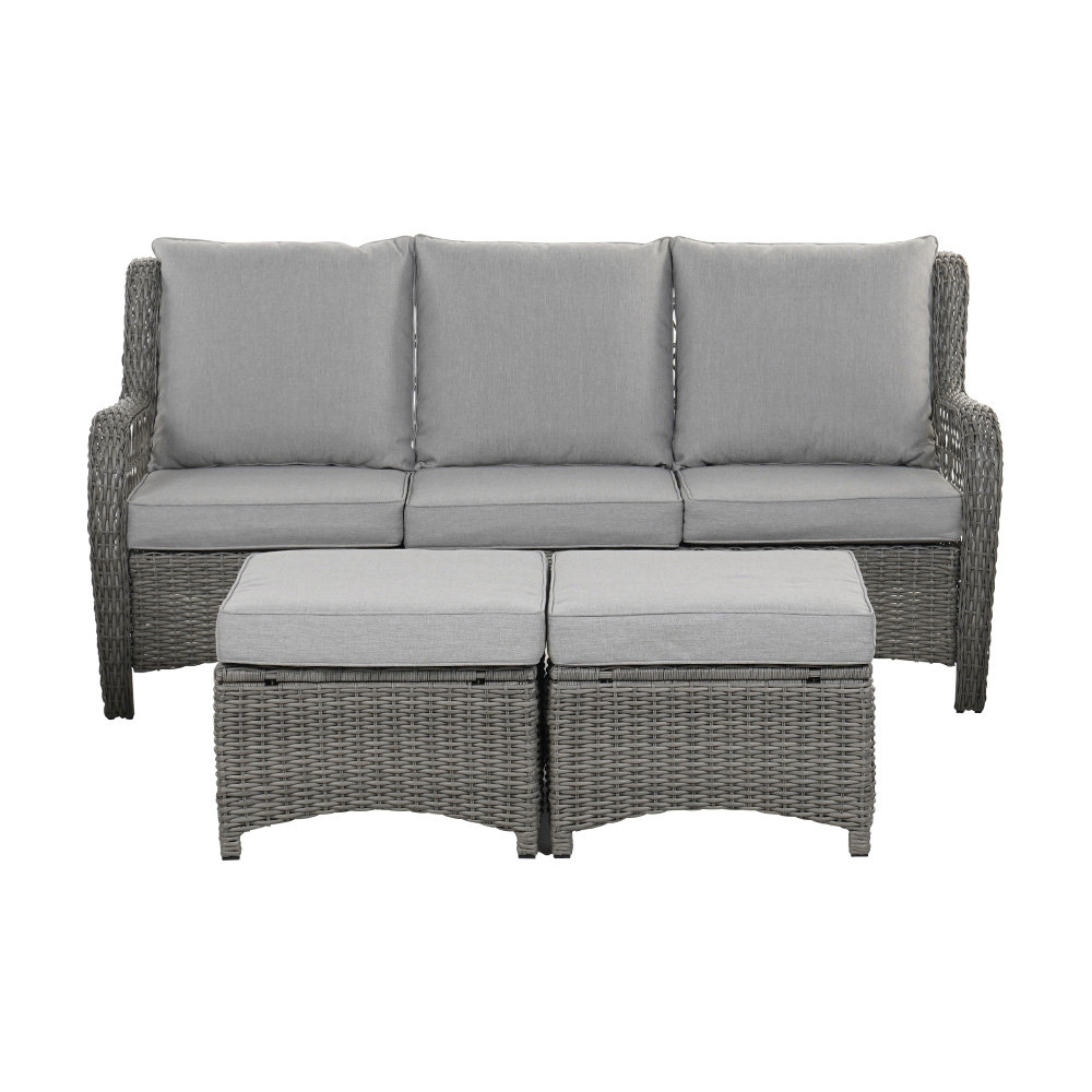 Grand Patio Polyethylene (PE) Wicker 3 - Person Seating Group with ...