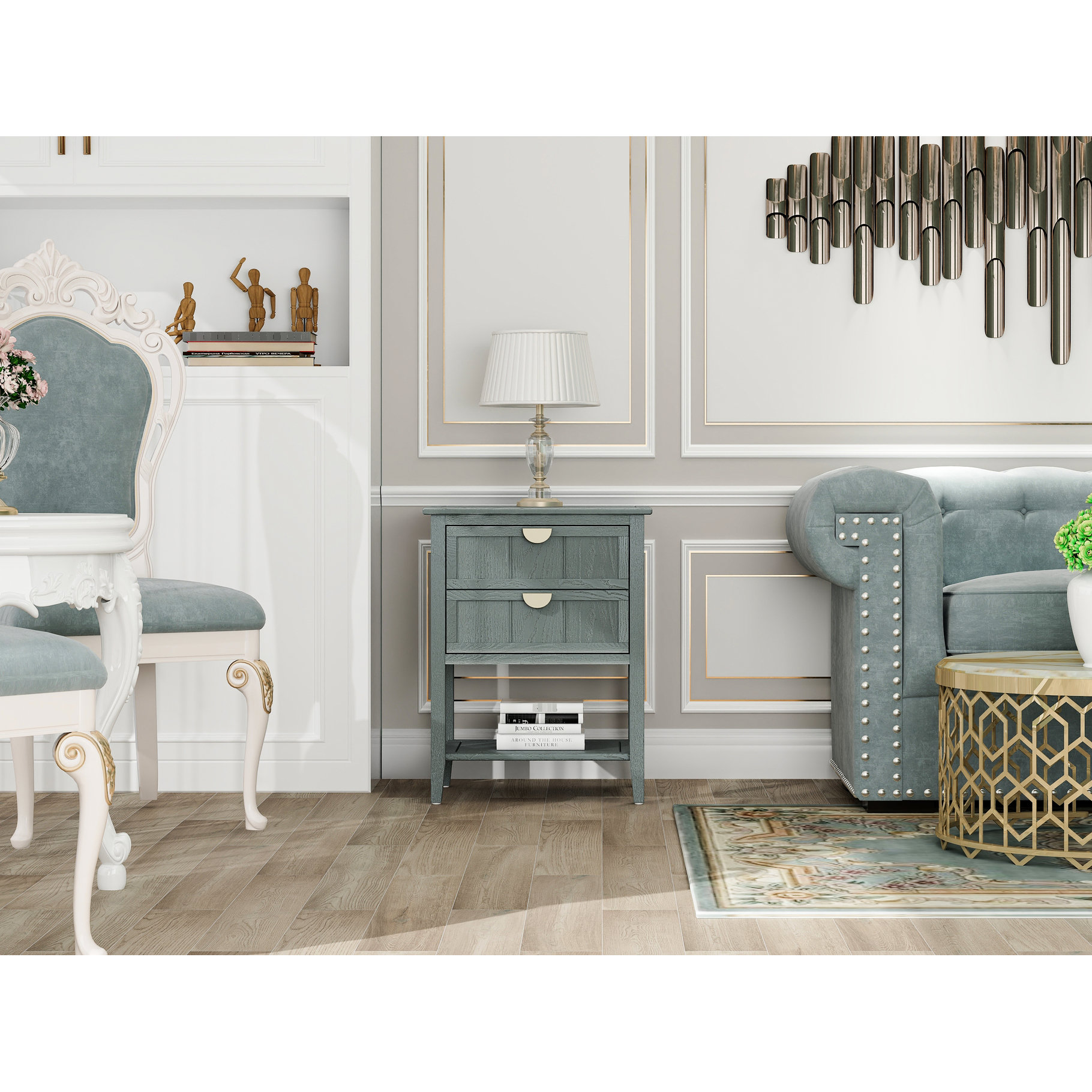 Latitude Run® American Style 2 Drawer Side Table. Suitable For Bedroom ...