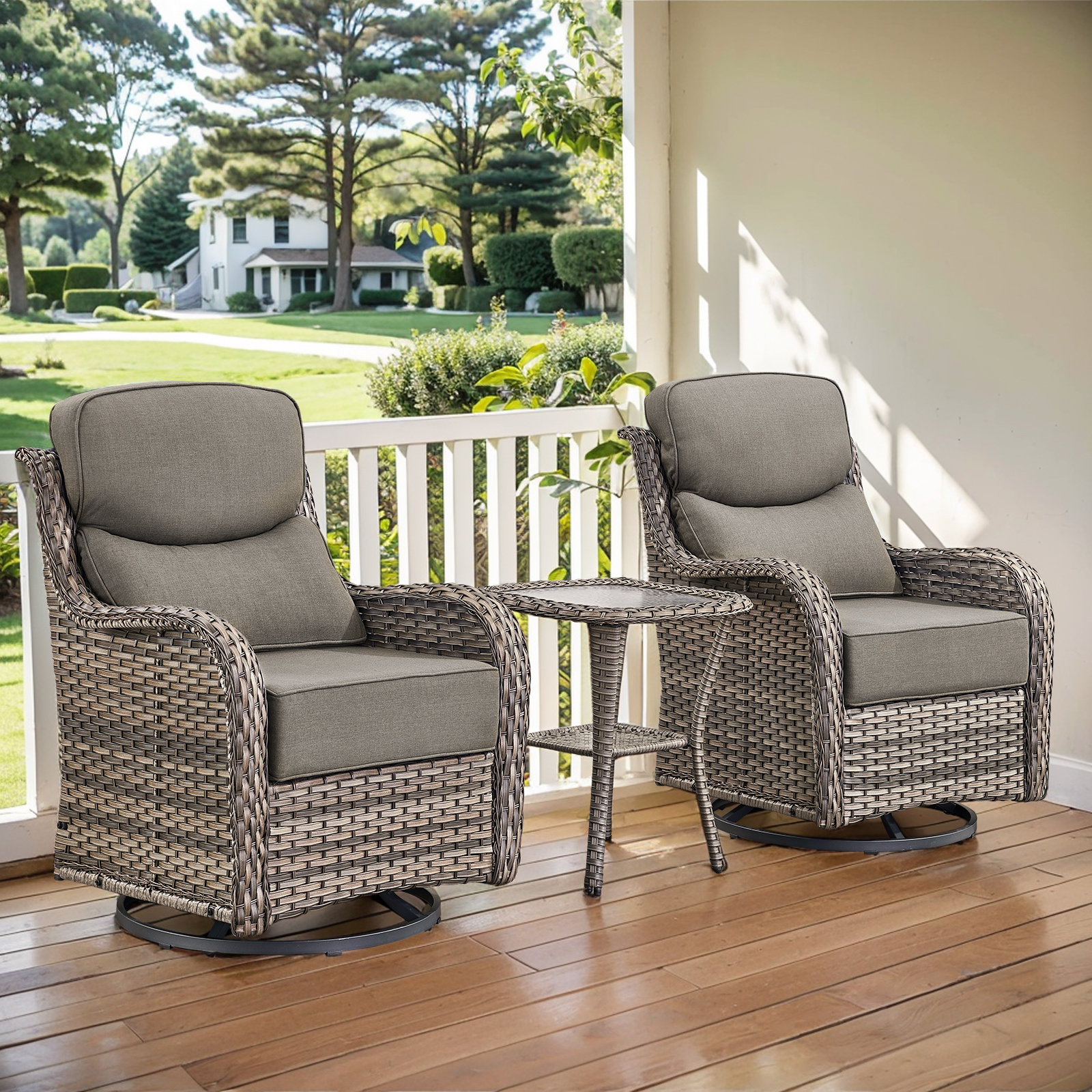 Red Barrel Studio® Deb 3-Piece Outdoor Conversation Set with Wicker ...