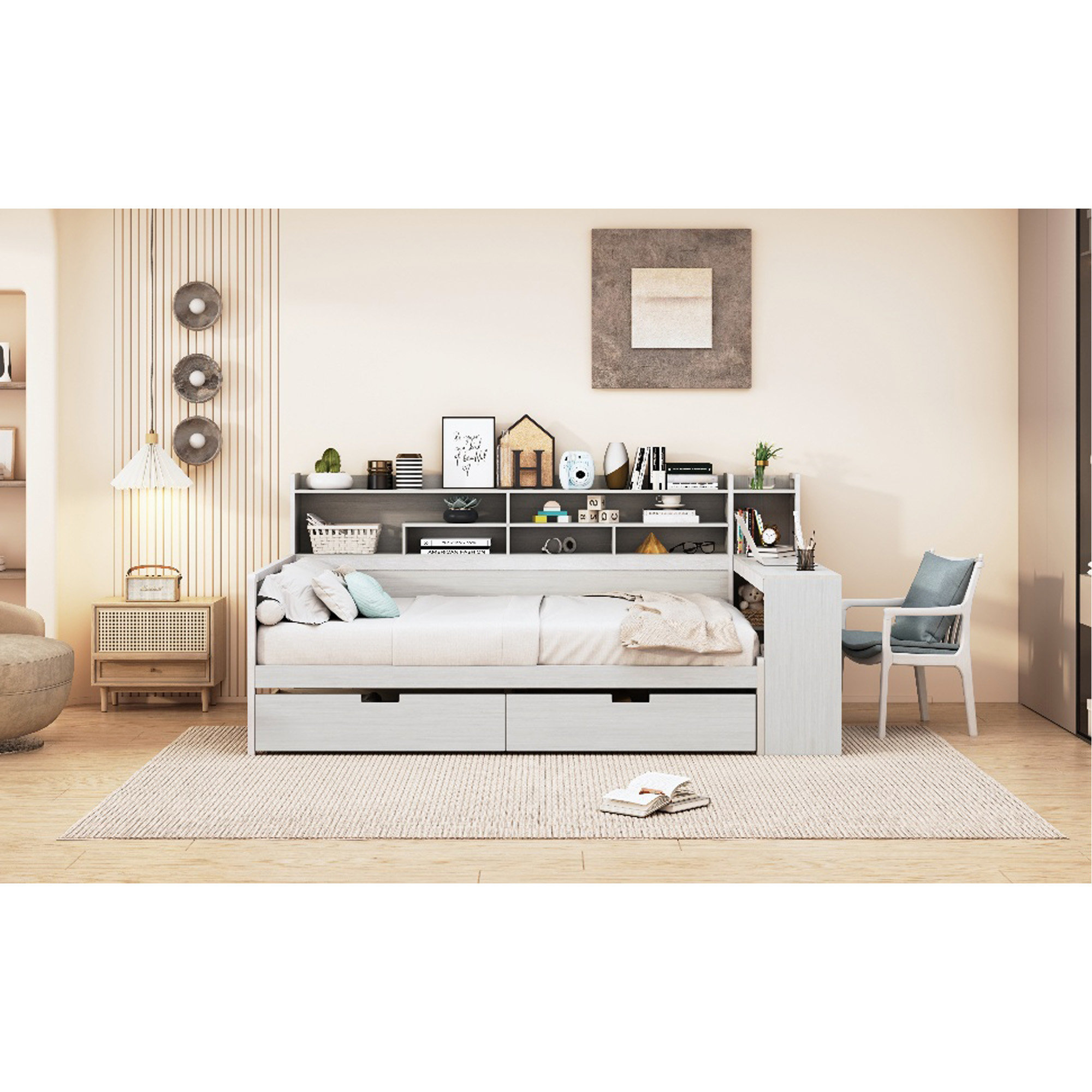 Winston Porter Multifunctional Wooden Daybed With Storage And Study ...