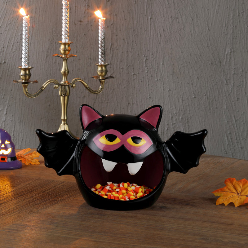 Mr. Halloween 9" Motion Activated Ceramic Bat Candy Bowl | Wayfair