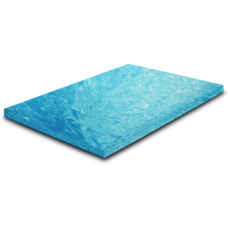 White Noise Marble Cool Blue Memory Foam Mattress Topper | Wayfair.co.uk
