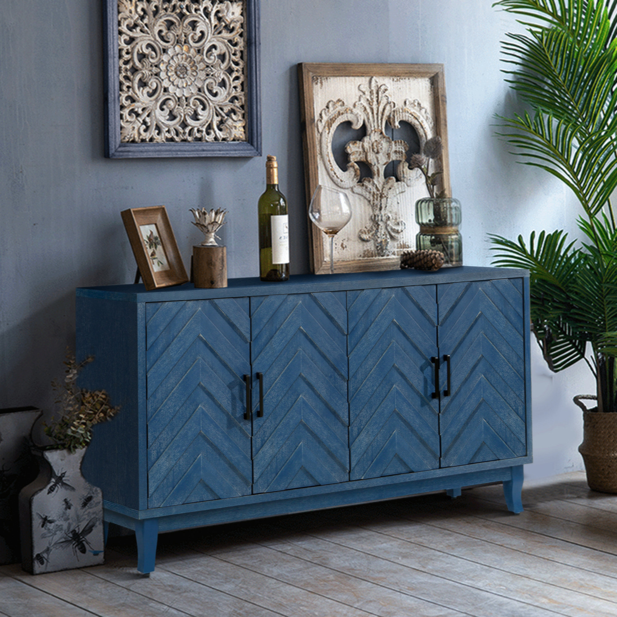 Wildon Home® Stronger Vintage Style Buffet Cabinet, Lacquered Accent ...