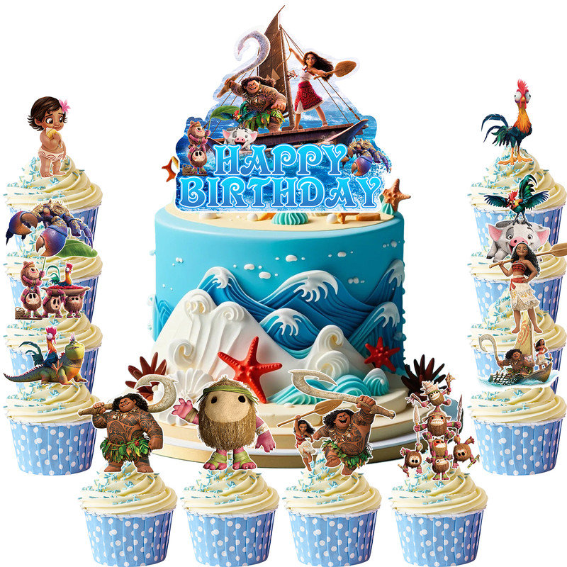 Ebern Designs Moana Cake Topper Party Supplies, 25 Pcs Moana Cake ...