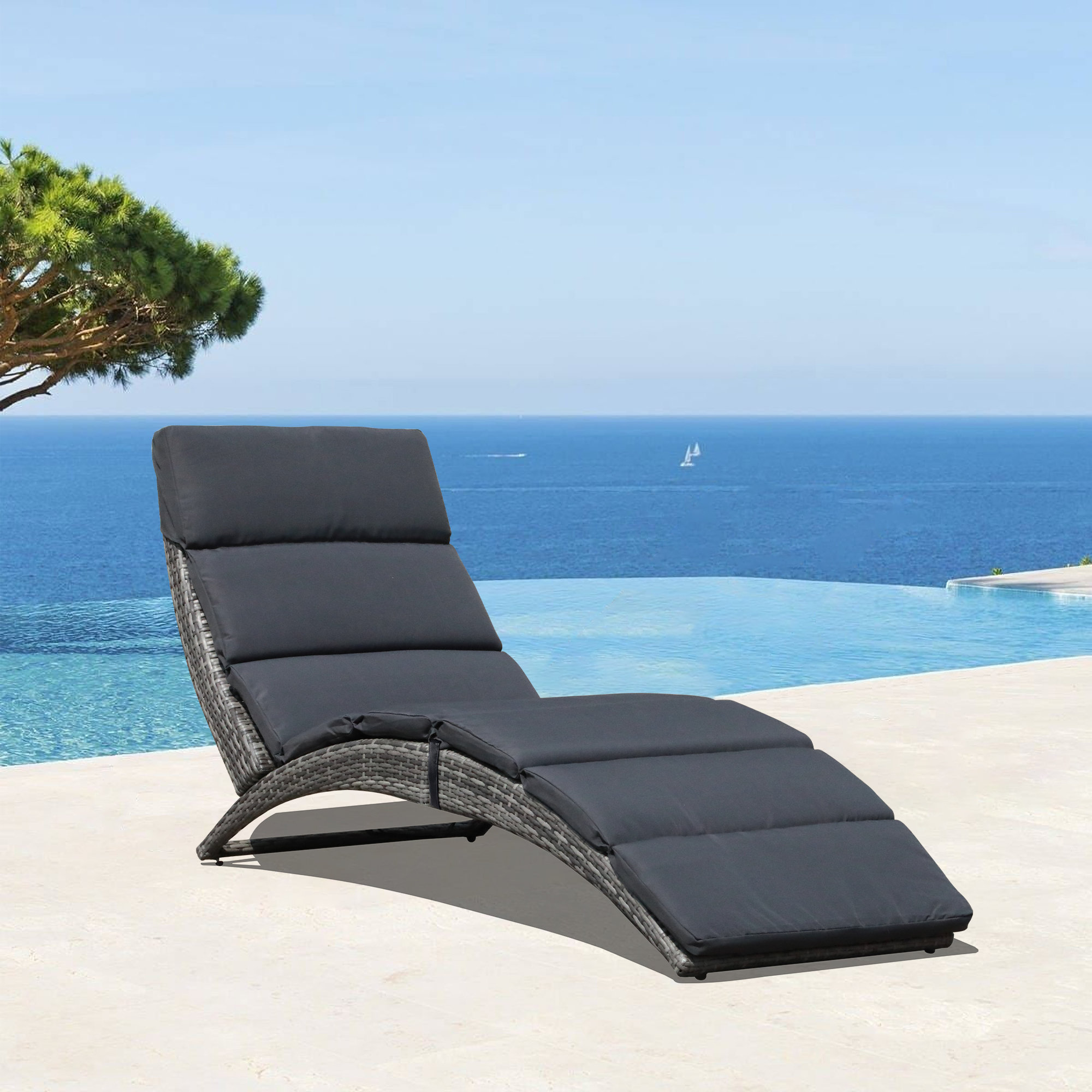 Latitude Run® Chaise longue simple 62,6 po avec coussins - Wayfair Canada