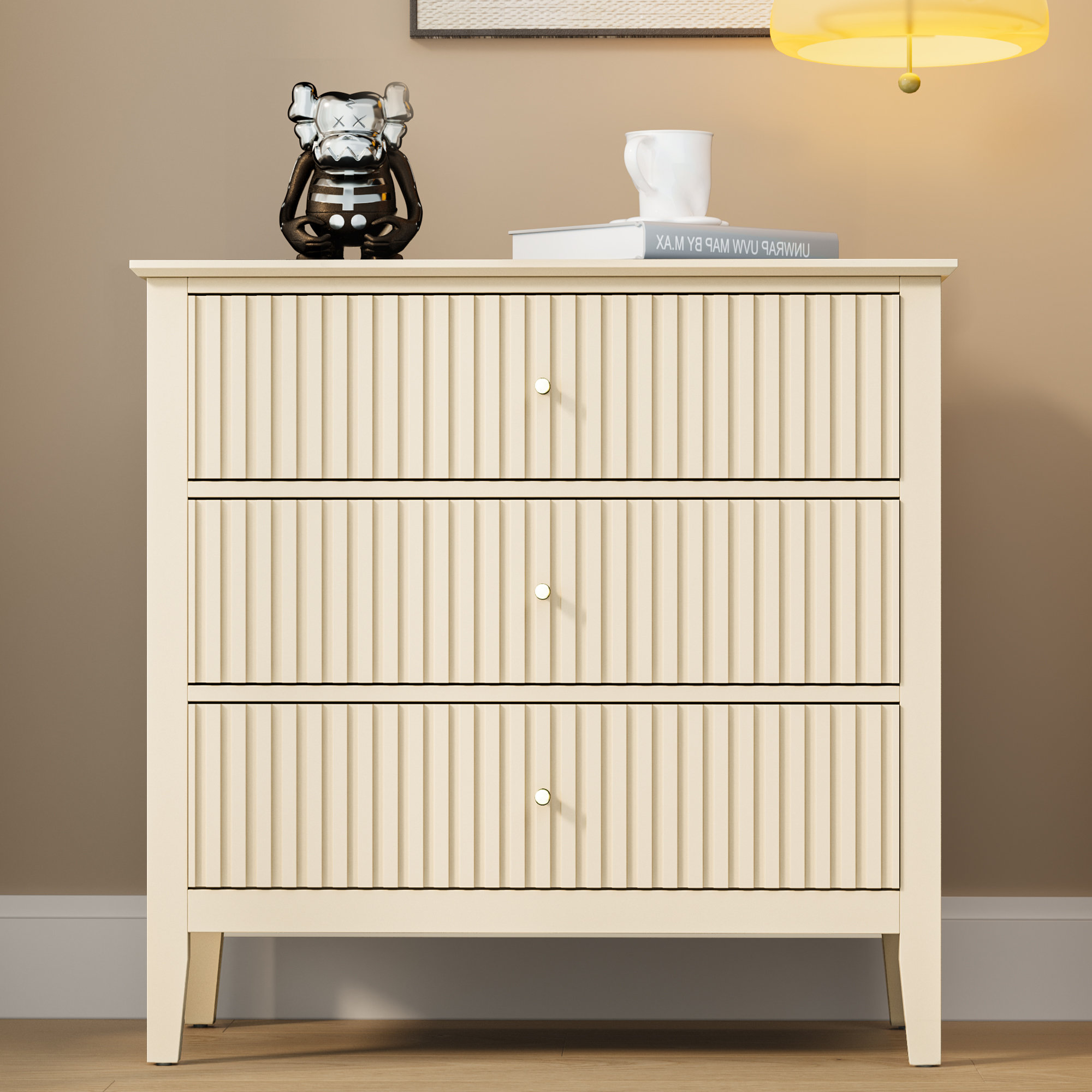Lark Manor Amberrae Large 3 Drawer Dresser, Wide Chest of Drawers ...
