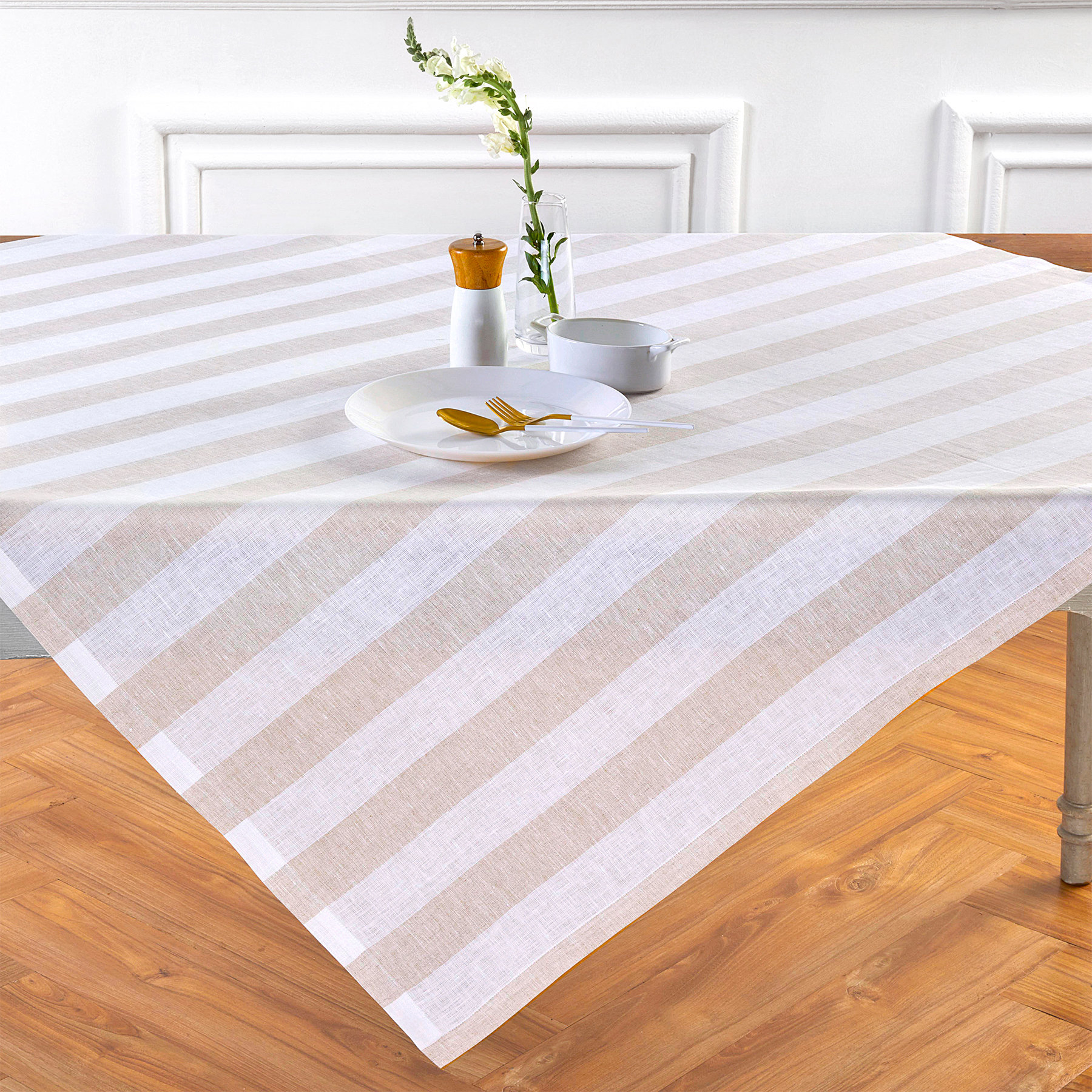 Solino Home Cabana Stripe - 100% Pure Linen Table Throw | Wayfair