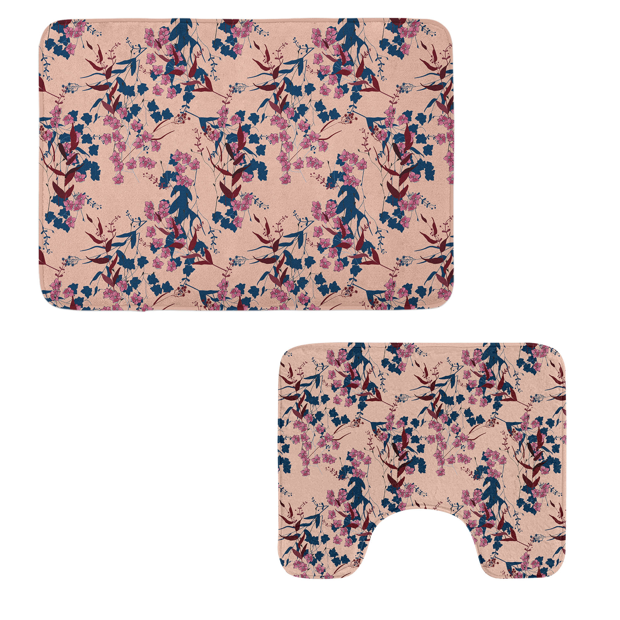 Dakota Fields Flowers Bathroom Rug Set 2 Pieces Rectangle & Contour ...
