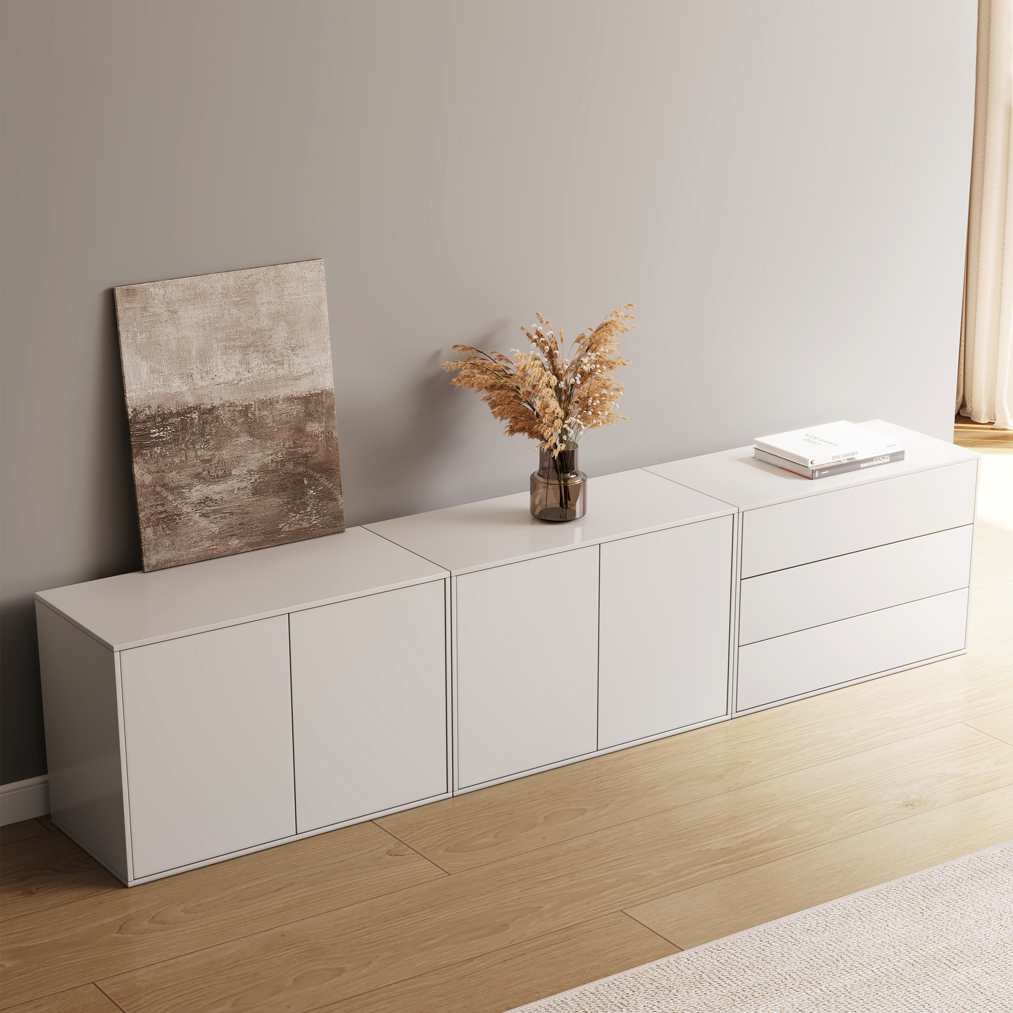 Latitude Run® Adinda 94.47in Medieval Tv Cabinet, 4 Doors 2-layer ...