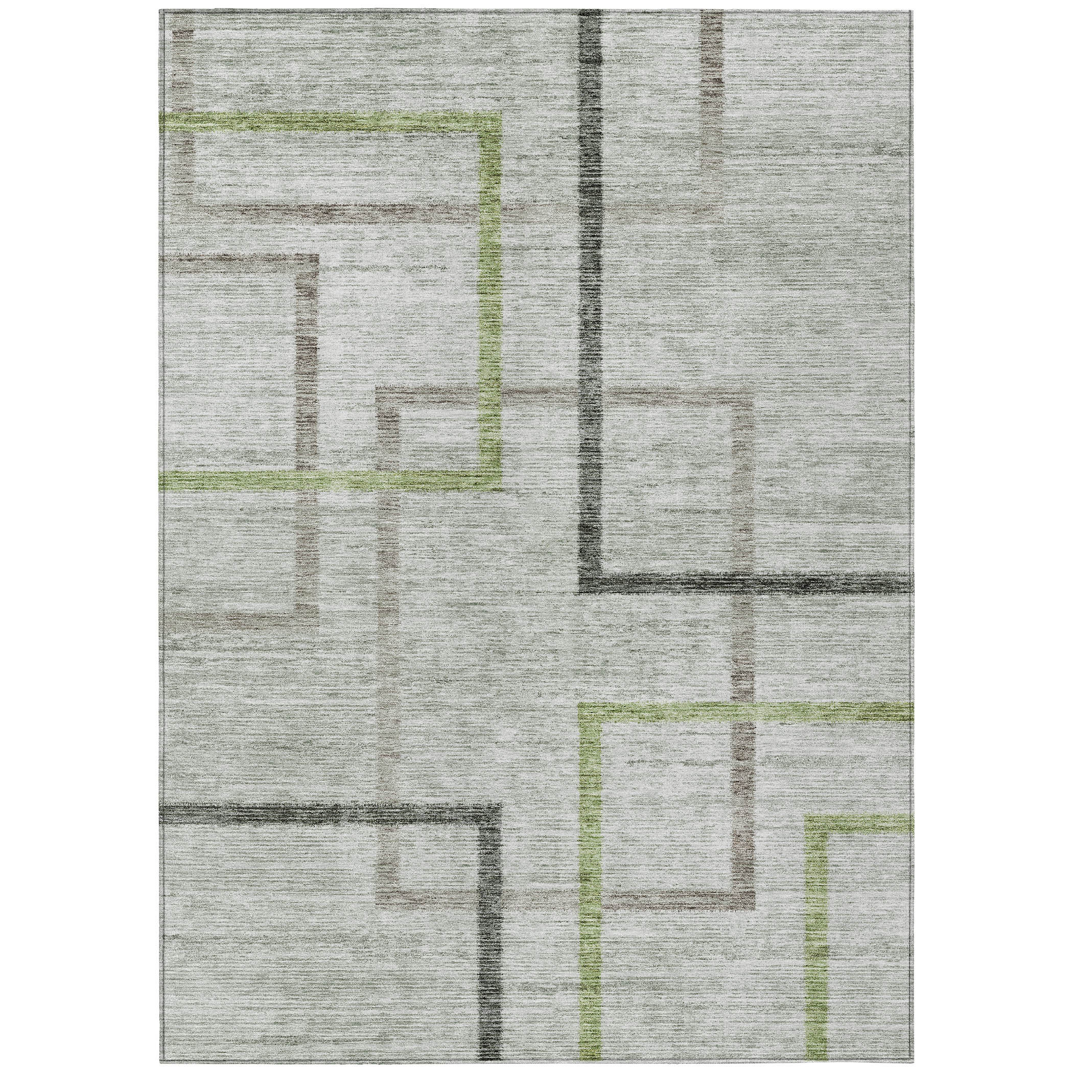 HomeRoots Tapis extérieur lavable géométrique 5 pi x 8 pi gris anthracite - Wayfair Canada