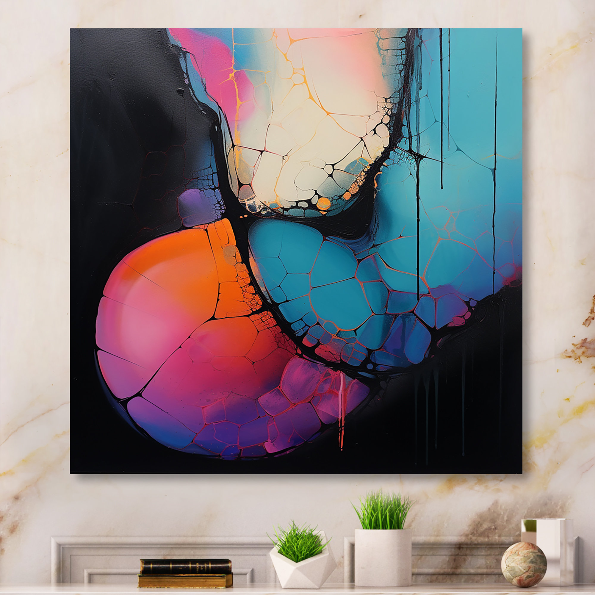 Ivy Bronx «Blue and Pink Cubist Ink Expression I», impression d'art ...