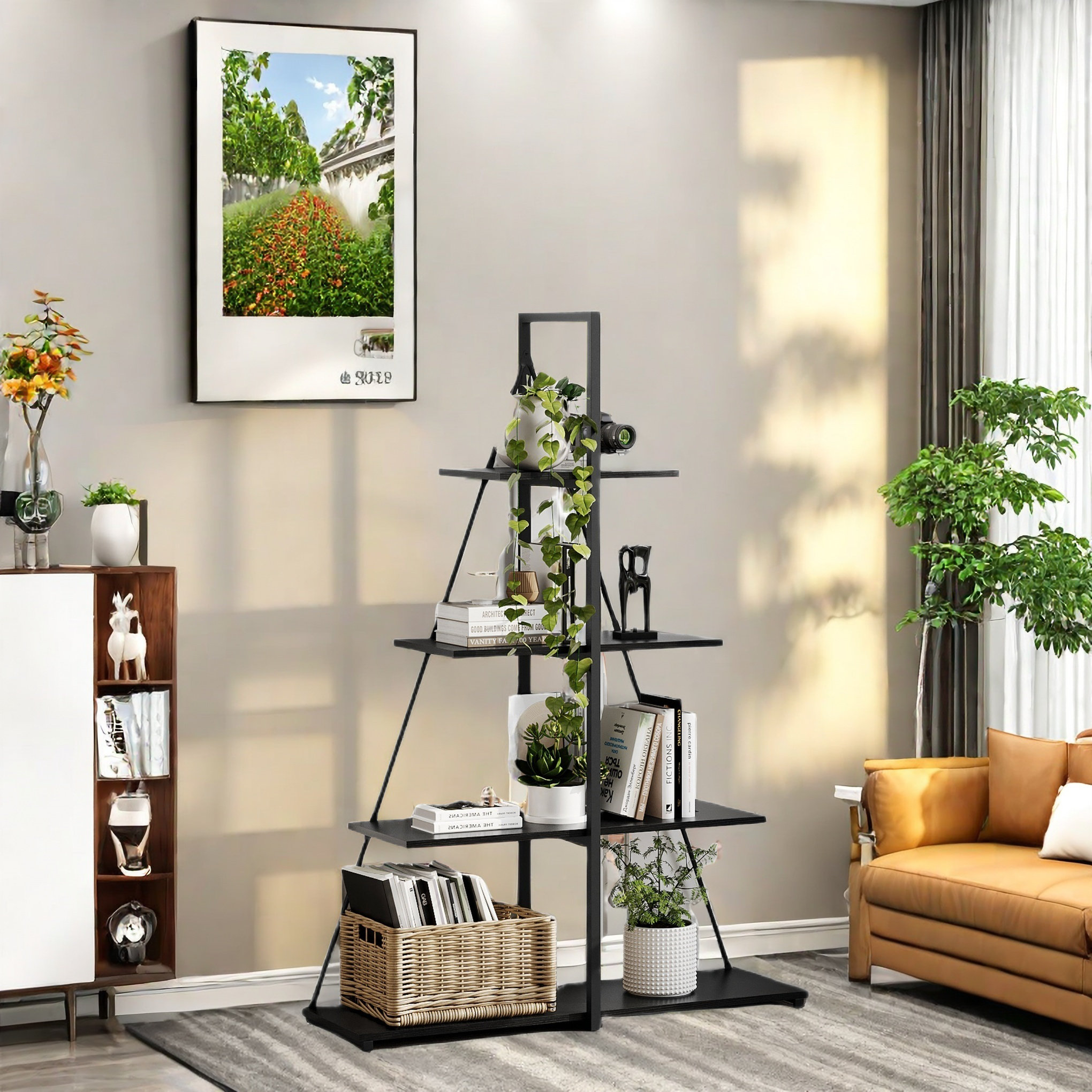 17 Stories 4-tier Ladder Bookshelf With Steel Frame, A-shaped Bookcase ...
