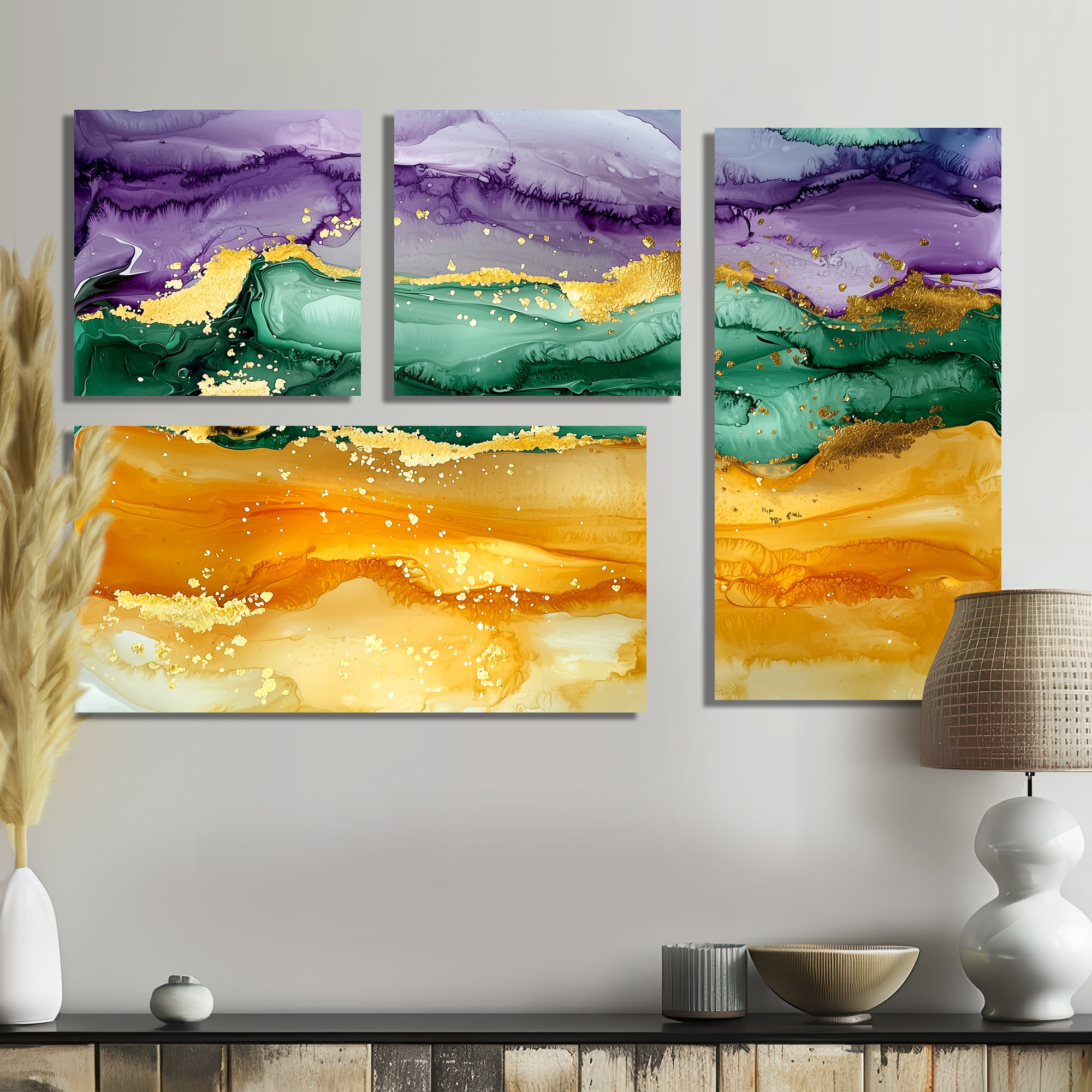 Mercer41 Chromatic Dance Of Subtle Marble Ink III - Abstract Wall Art 4 ...