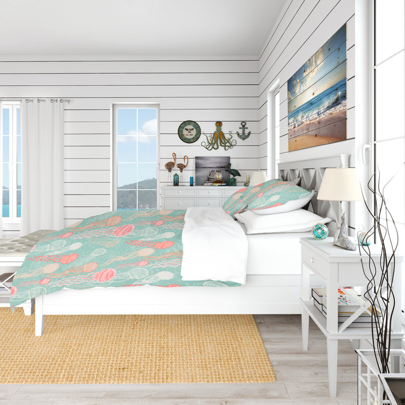 Design Art Jellyfish Pattern - Sea & Shore Animal Print Duvet Cover Set ...