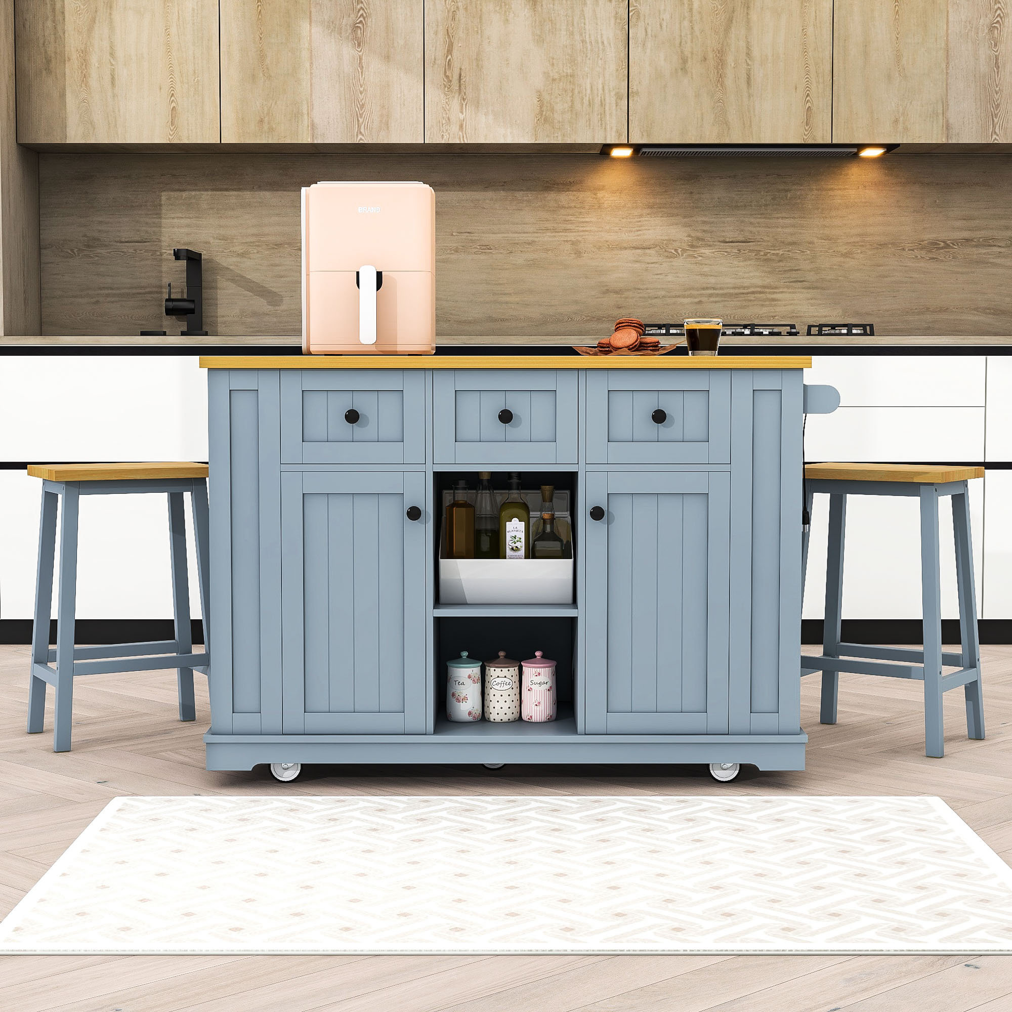 Lark Manor™ Cheryllynne 3-Piece Kitchen Island Set with Built-in ...