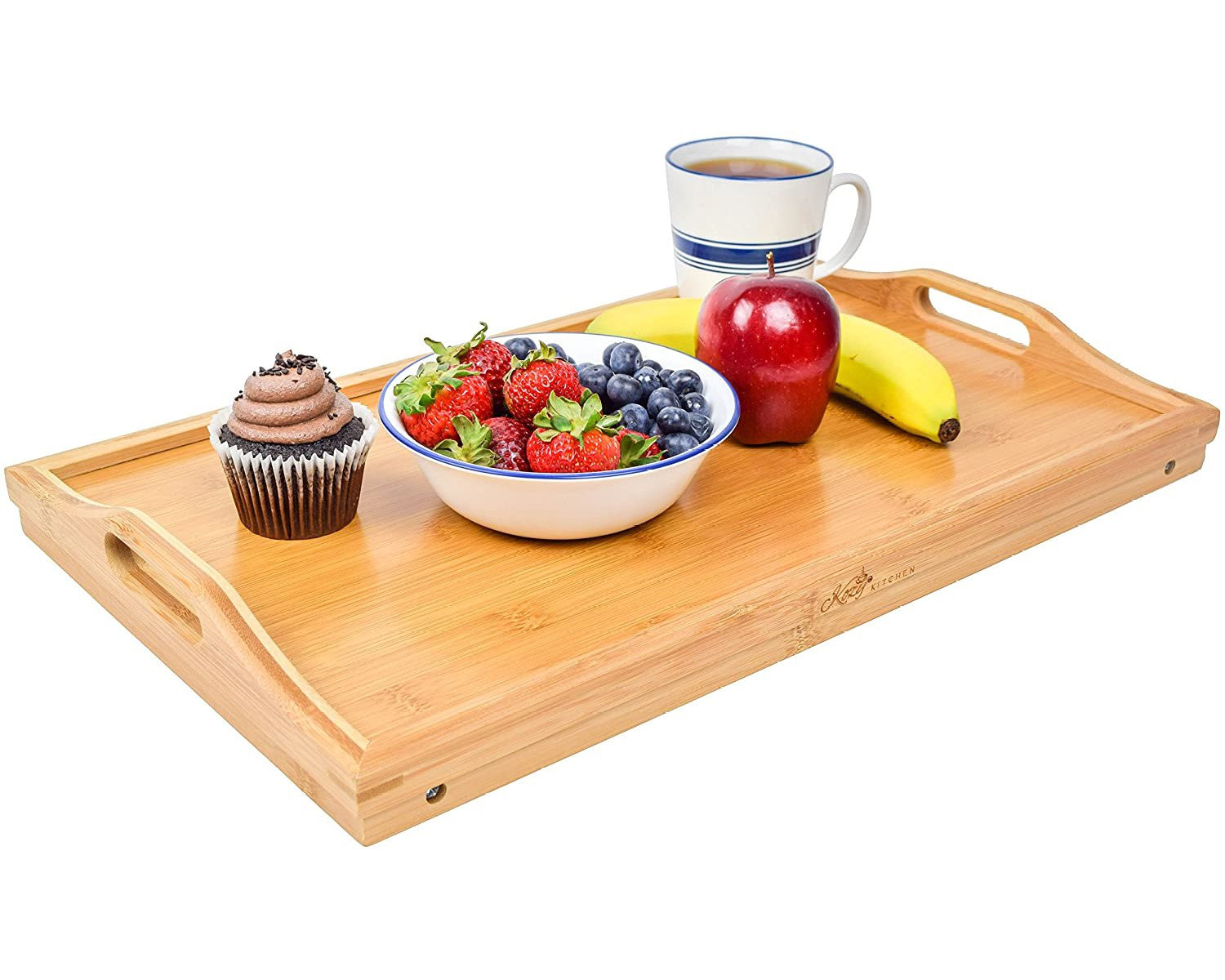 Kozy Kitchen Foldable Breakfast Tray- Large Organic Bamboo Folding ...