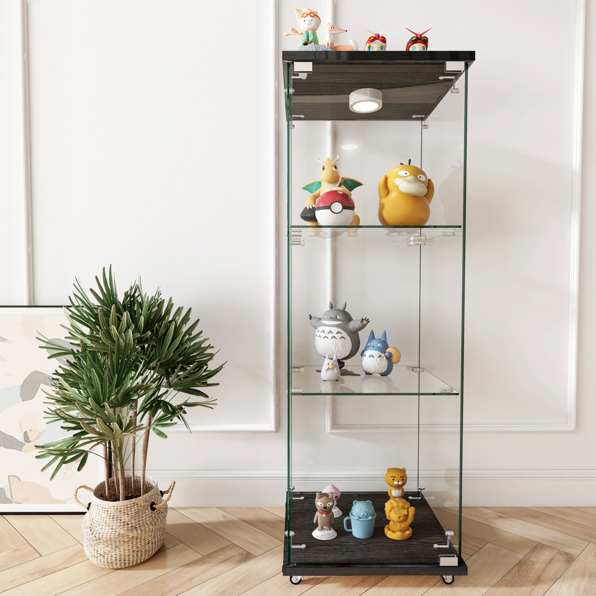 Wrought Studio™ Modern Glass Display Cabinet With LED Lights For Living ...