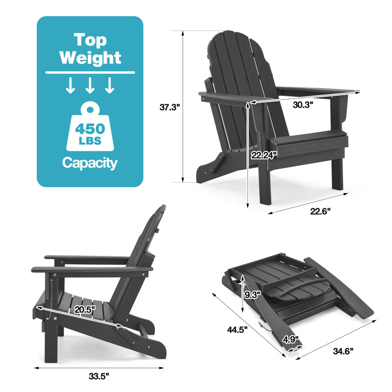 EROMMY Outdoor Adirondack Chair, Polywood Weather Resistant Chair, Fire ...