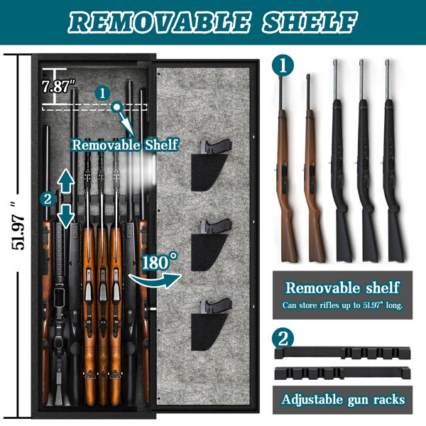 EMAXEE 7-8 Biometric Gun Rifle Safe For Home With Upgraded Led Light ...