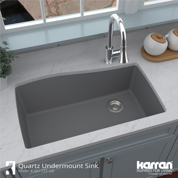 Karran Quartz Composite 33-1/2'' X 21'' Single Bowl Undermount Kitchen ...