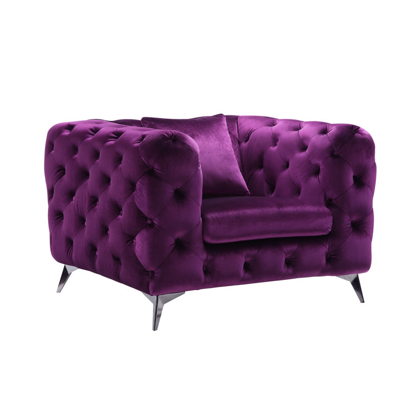 Rosdorf Park Atronia Purple Velvet Chair | Wayfair