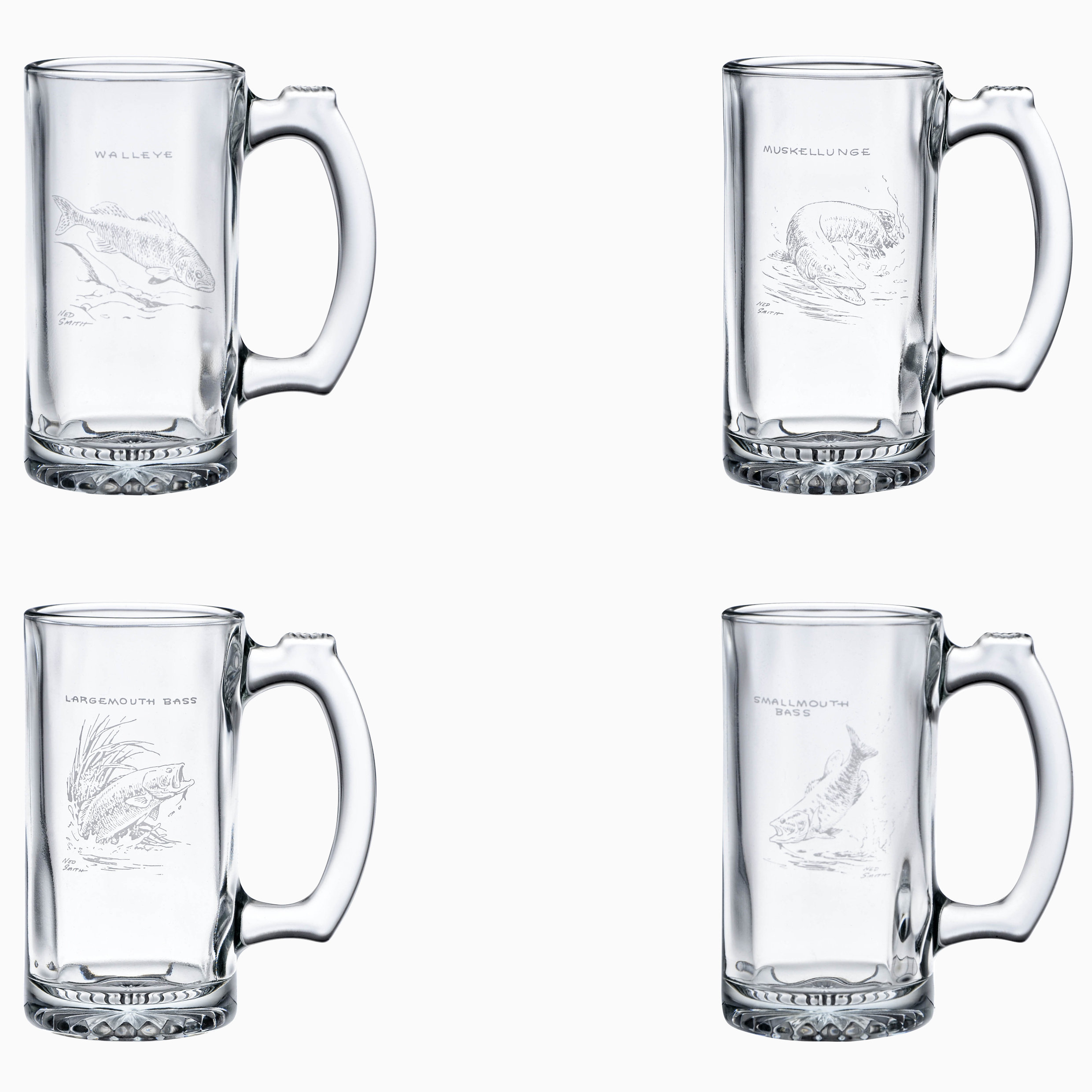 Ned Smith Freshwater Fish 4-Piece 12 oz. Glassware Set | Wayfair