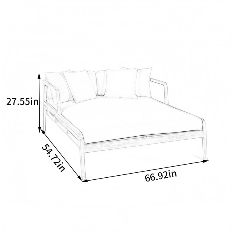 GEMEZO 66.92'' Wide Outdoor Rectangle Patio Daybed with Cushions | Wayfair