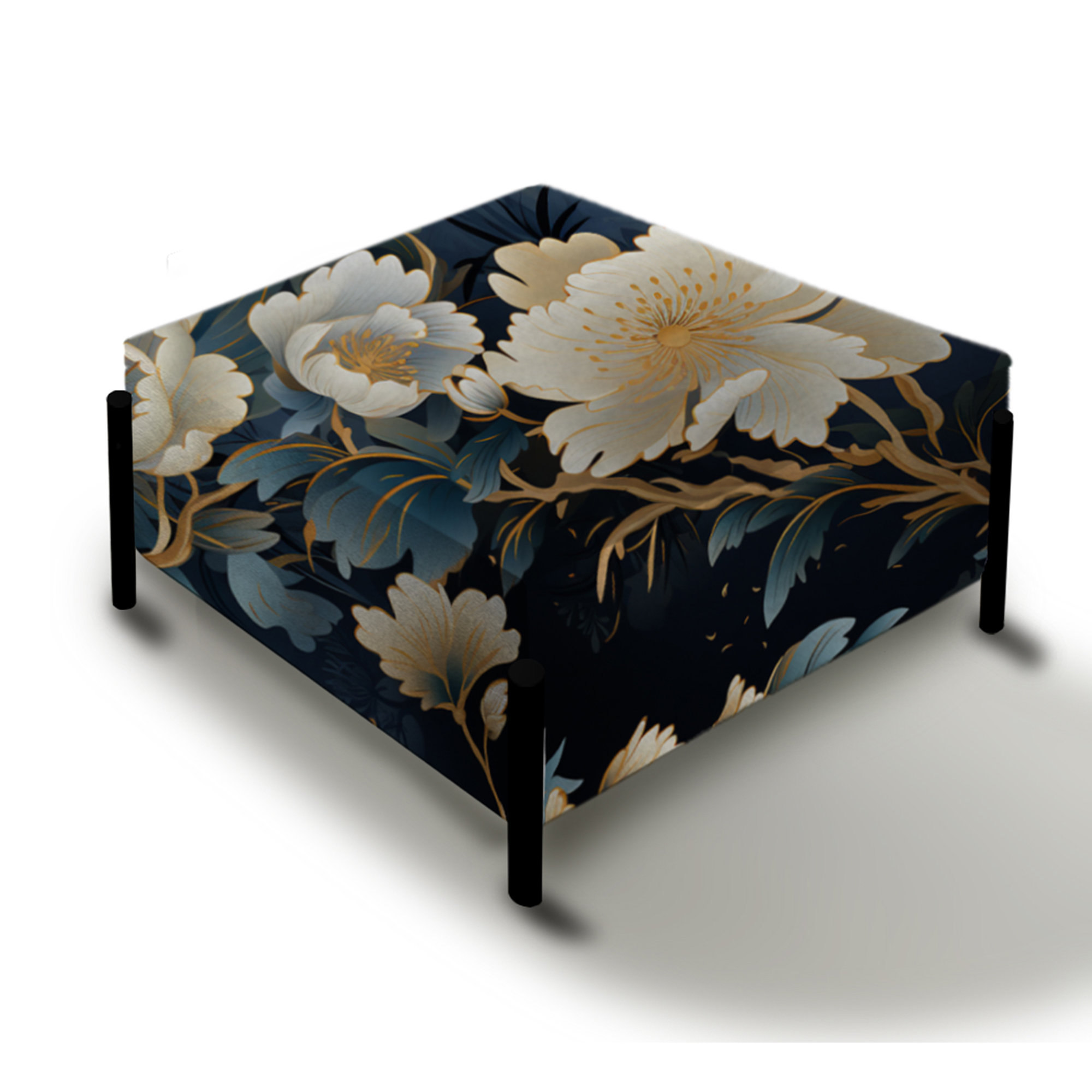Design Art Imperial Opulence - Oriental Floral Large Square Ottoman ...