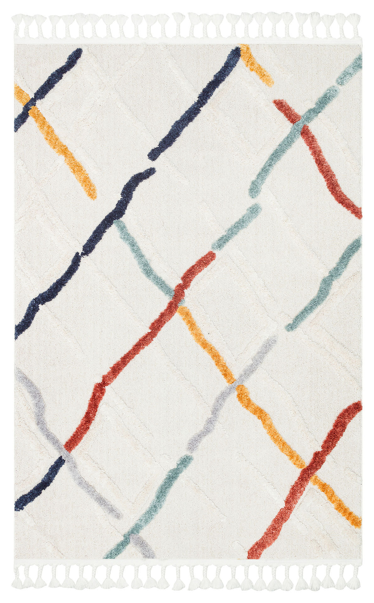 Lofy Mqabba Ecru Geometric Polyester Machine Made Area Rug | Wayfair