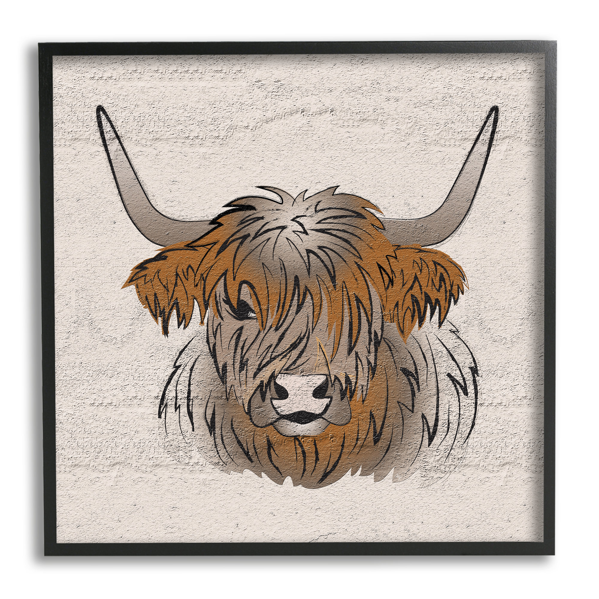 Stupell Industries Highland Cow Drawing Framed Giclee Art by Martina ...