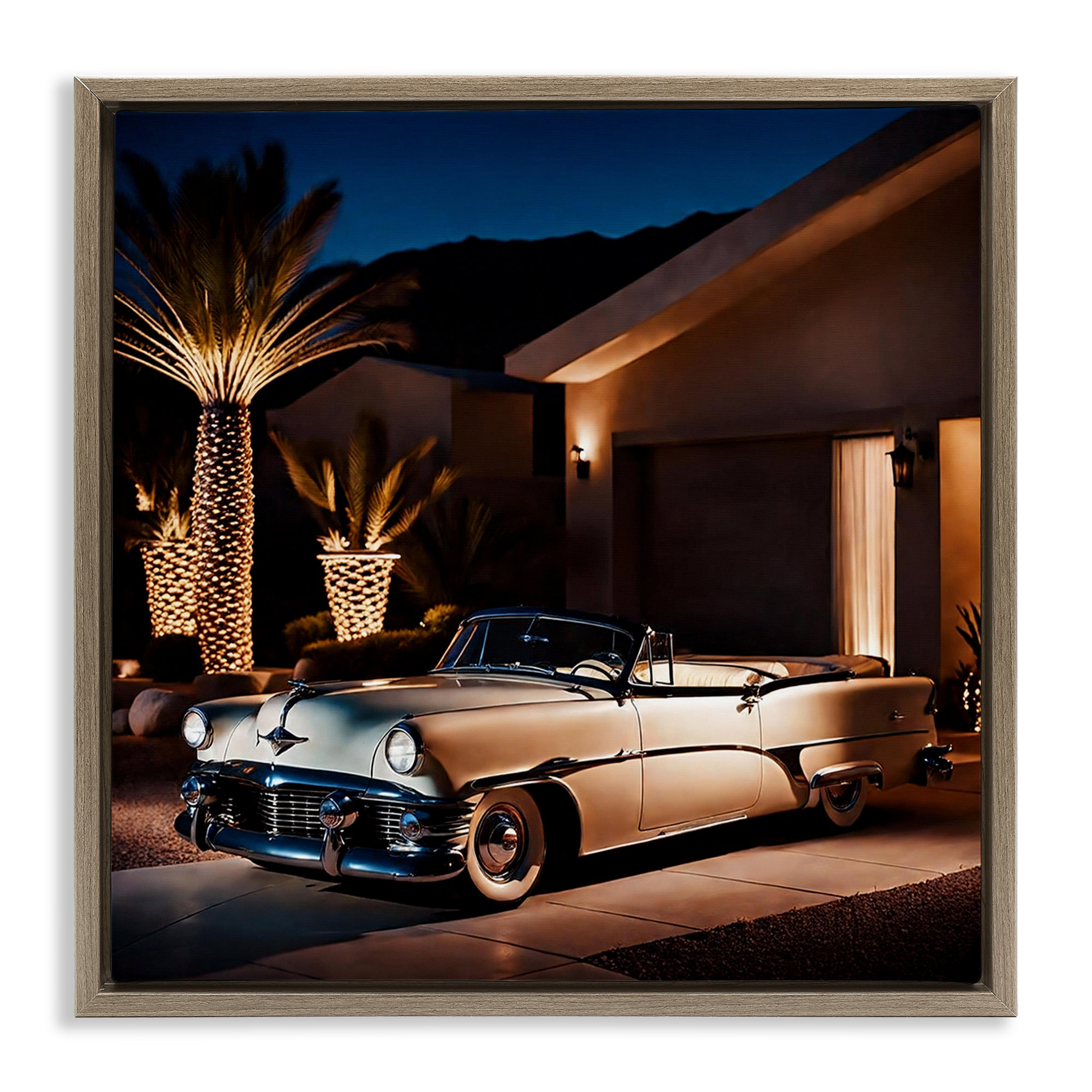 House of Hampton® Miami Wheels Classic Car Gold Framed Floater Canvas ...