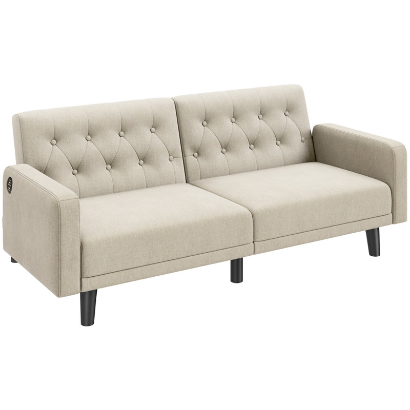 Yaheetech 63in Convertible Futon Sofa Bed Couch Split-back Sleeper with ...