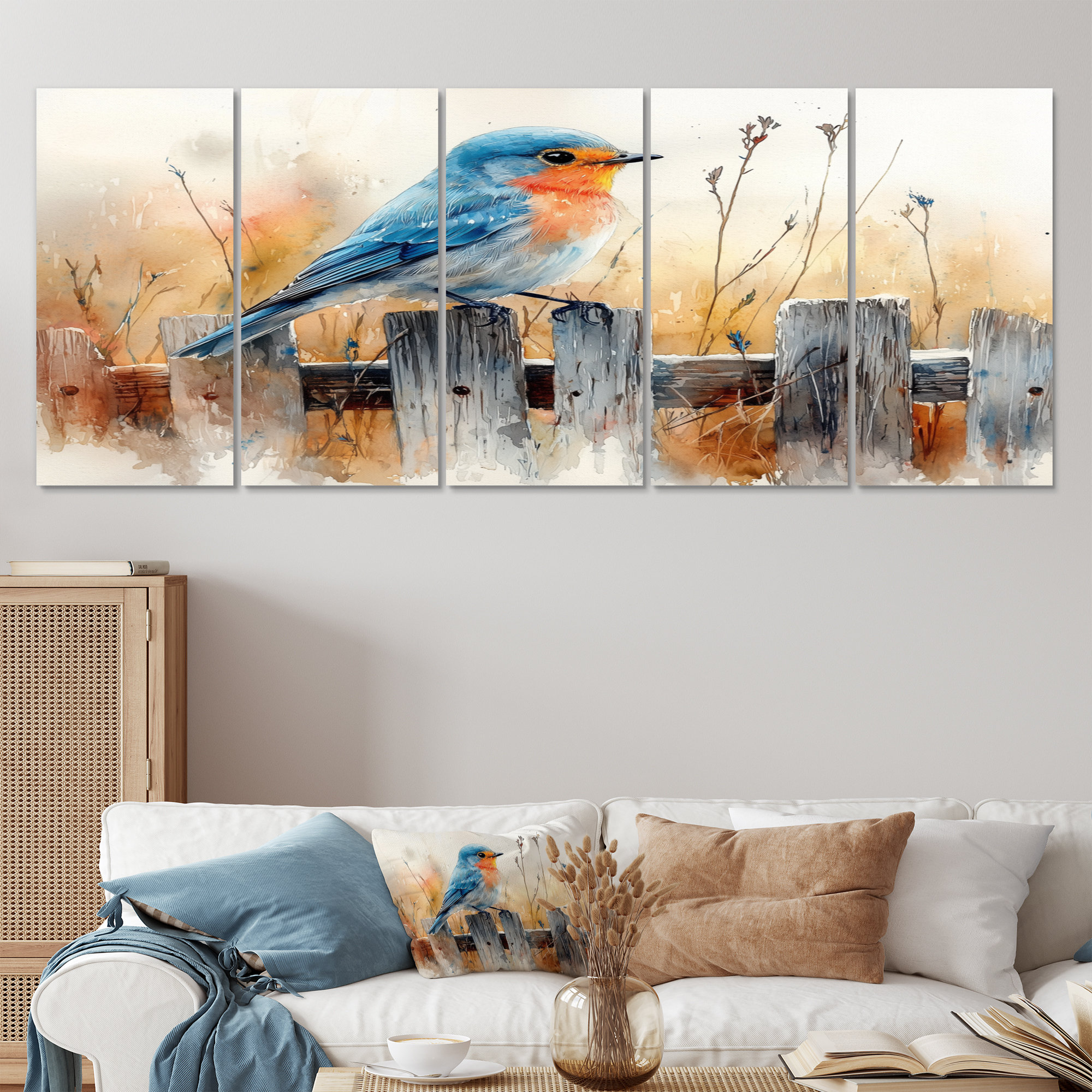 Winston Porter Bluebird On The Farm Fence VI - Bird Wall Art - Modern ...