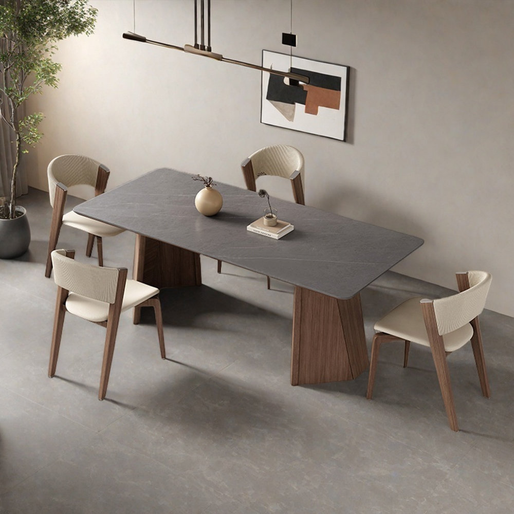 Elamer Modern minimalist dining table sets rectangular | Wayfair
