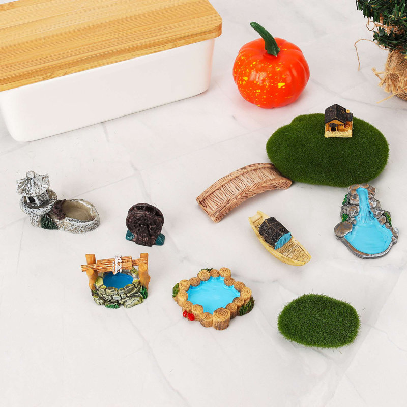 Millwood Pines 10 PCS Mini Fairy Garden Statues Resin Miniature Garden ...