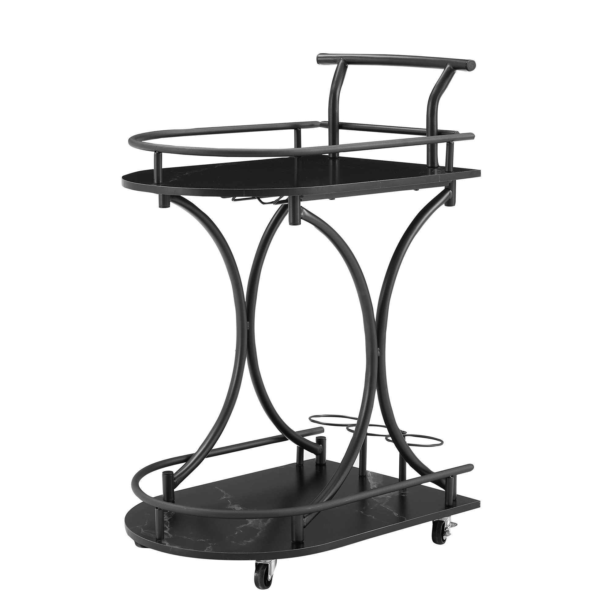 Ebern Designs Versatile Two-Tiered Bar Cart With Smooth Wheels And ...