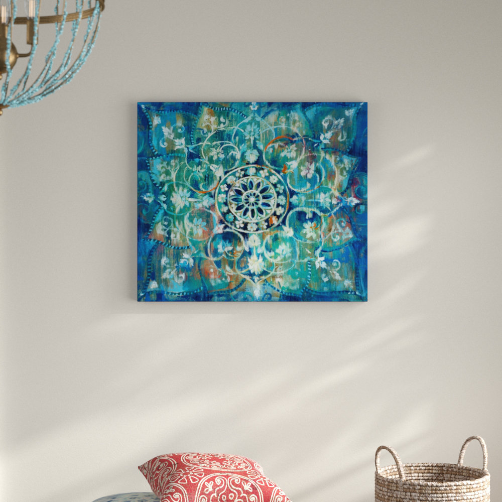 Bungalow Rose 'Mandala in Blue I' Acrylic Painting Print on Canvas ...