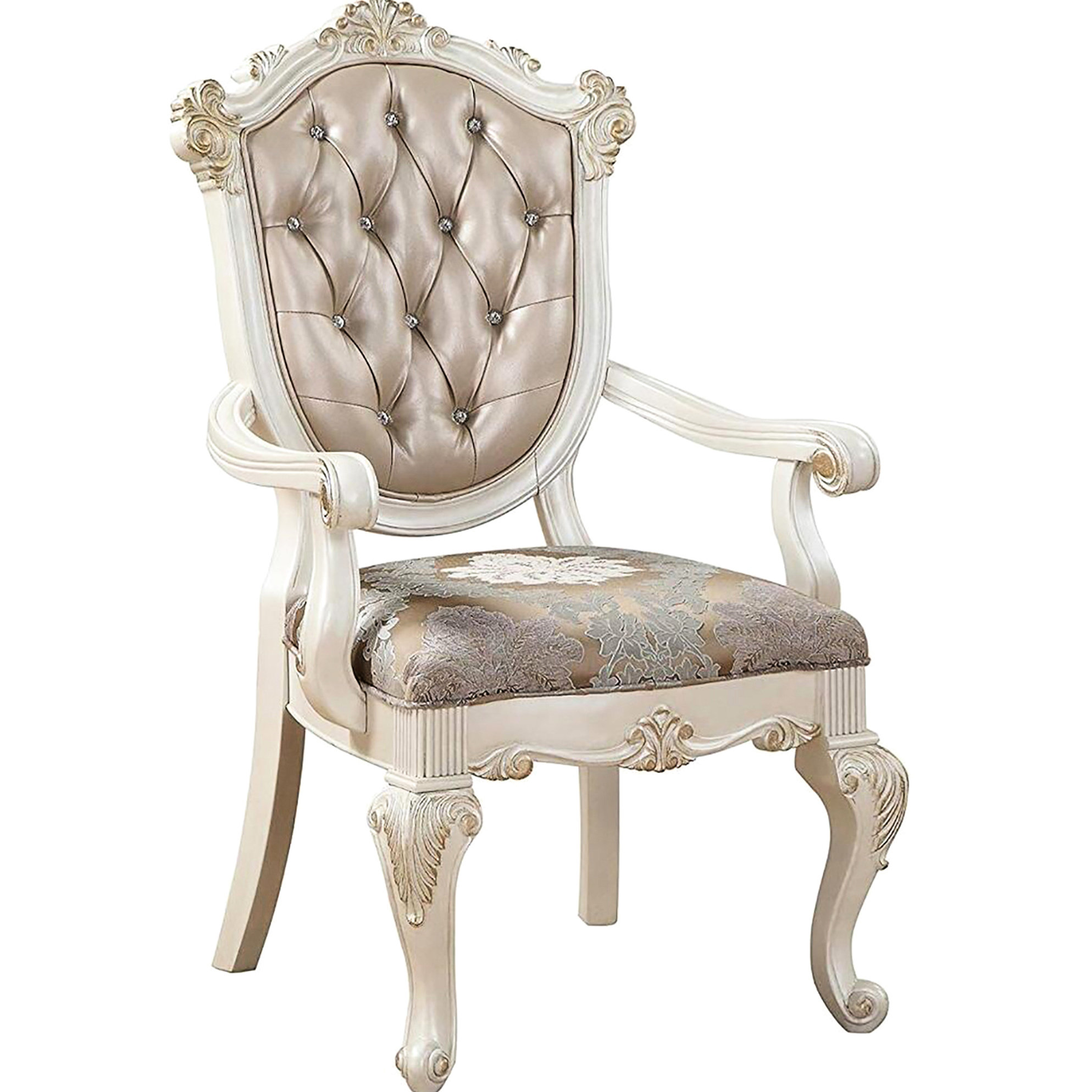 Rosdorf Park 2 Rose Gold And Pearl White Arm Chairs - Soft Floral ...