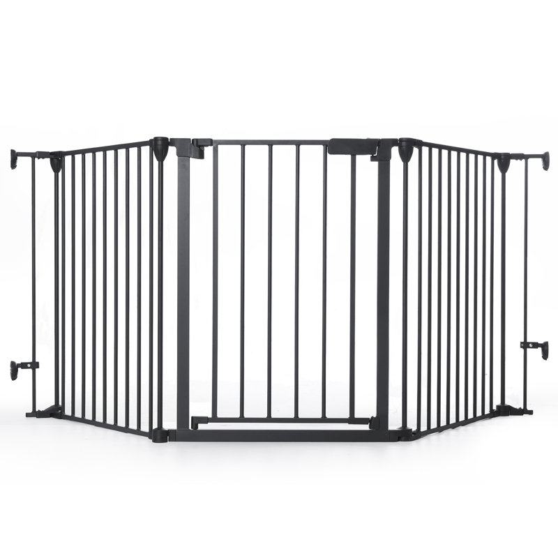 Toocapro 33" - 80" Wide Metal Safety Gate Baby Gates Fireplace Fence 3 ...